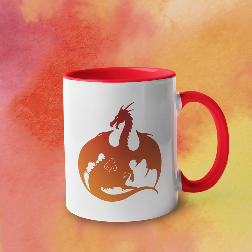 Red-Orange Dragon Accent Mugs - Ferine Fire